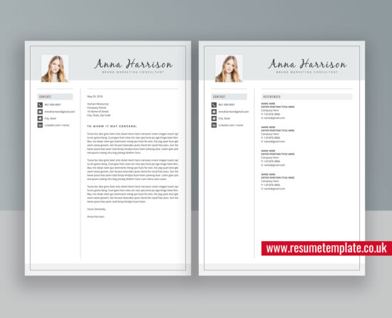 Modern Resume / CV Template for MS Word, Professional CV Design, Fully ...