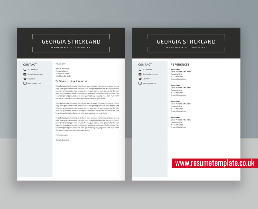 Modern CV Template for Word, Cover Letter and References Templates ...
