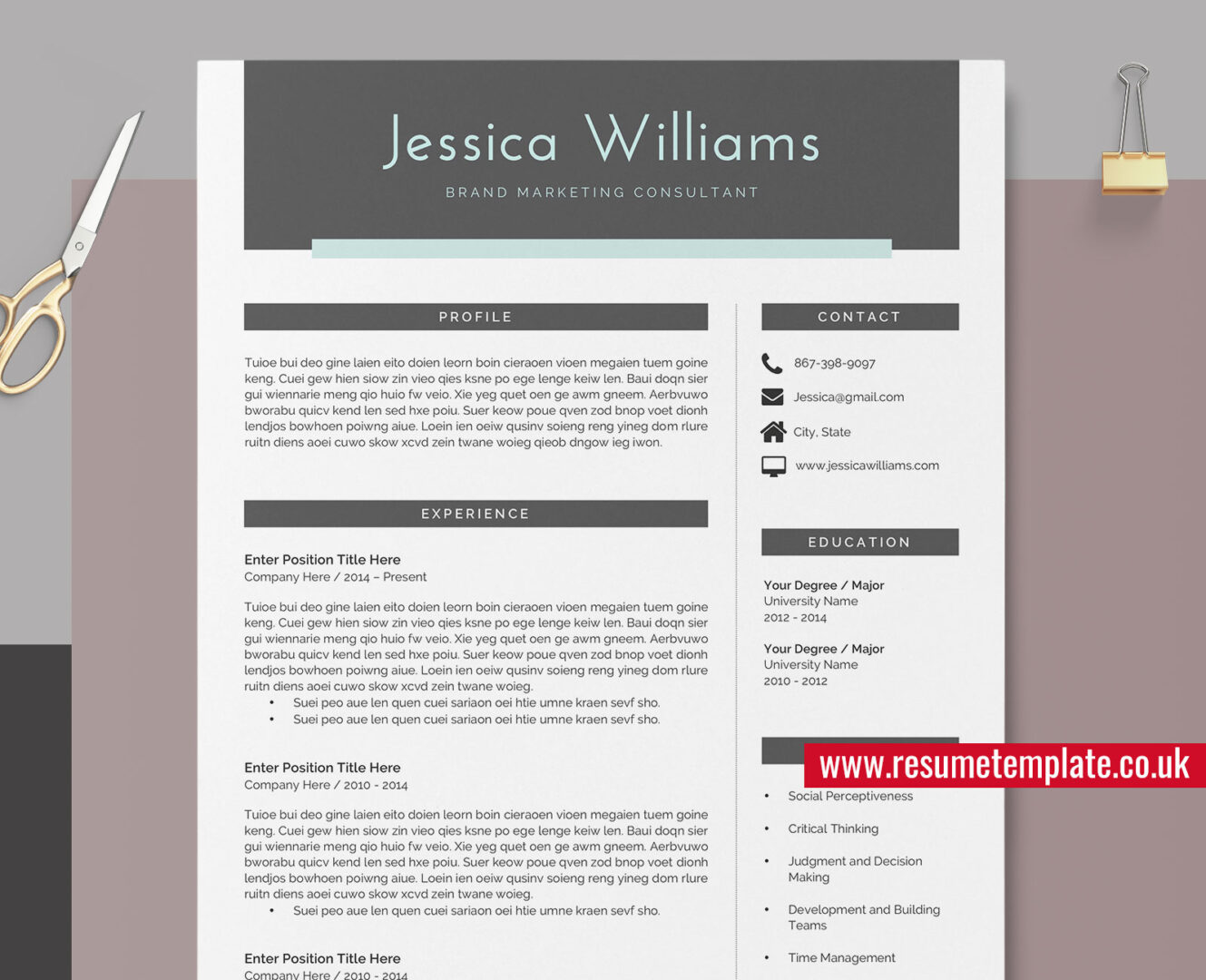 Fully Editable MS Word Resume / CV Template, Professional Resume Design ...