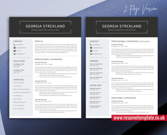 Simple Resume Template, Professional CV Template Design, CV Layout ...