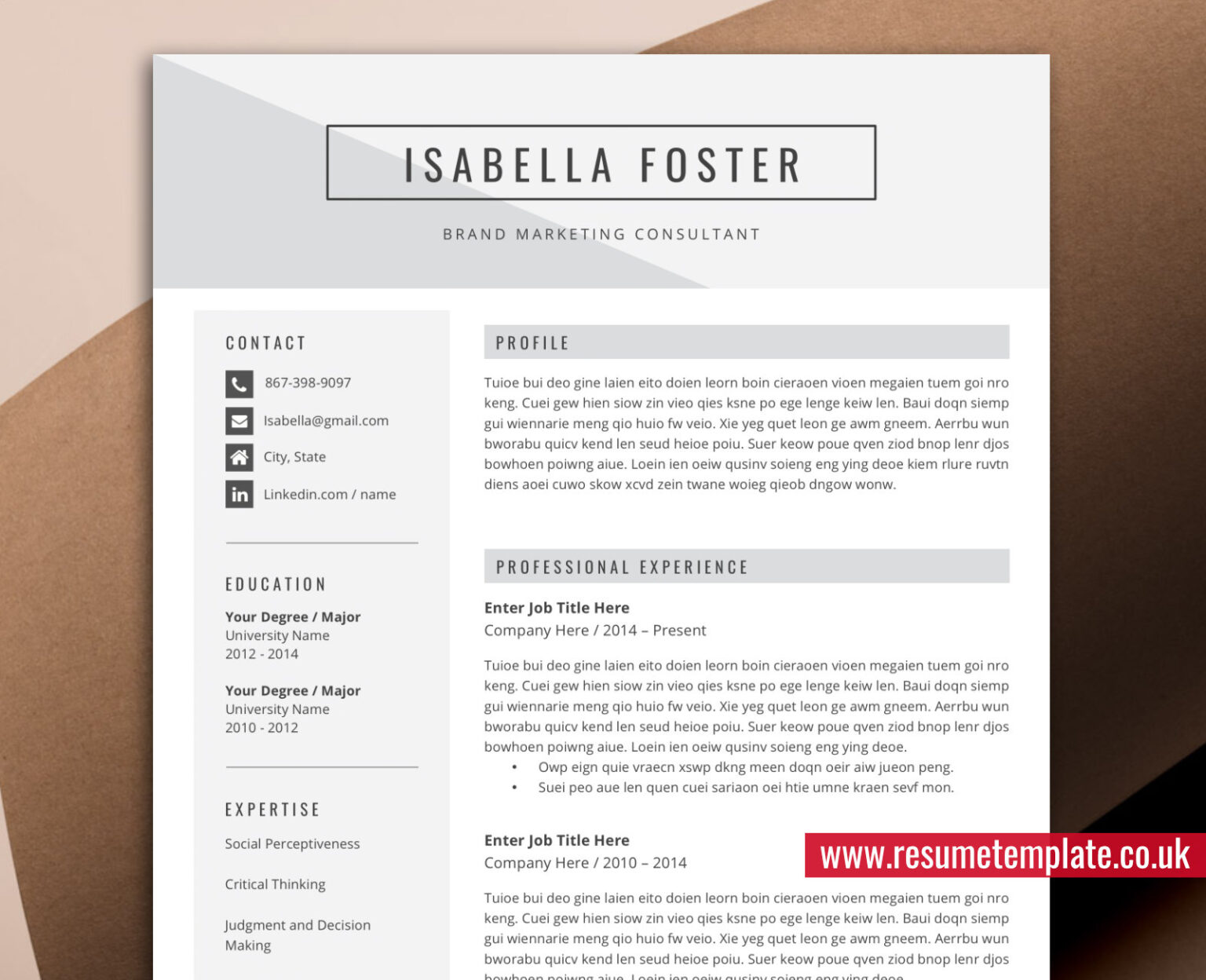 Professional Resume Template Word, Simple CV Template Design, CV Layout ...