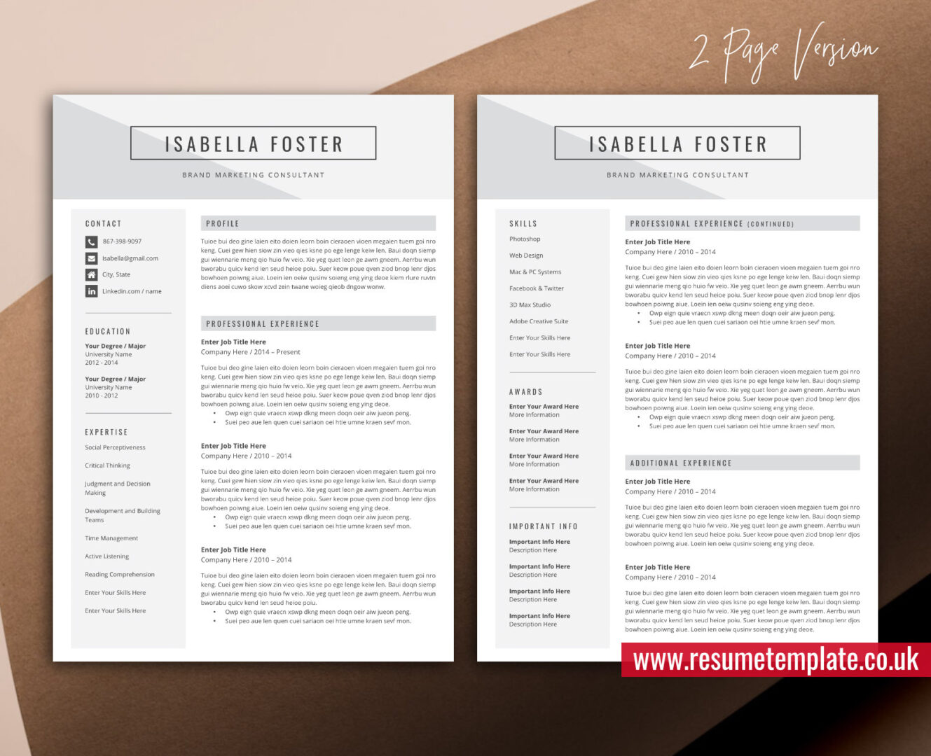 Modern CV Template Word, 1-3 Page Resume, Professional and Teacher ...