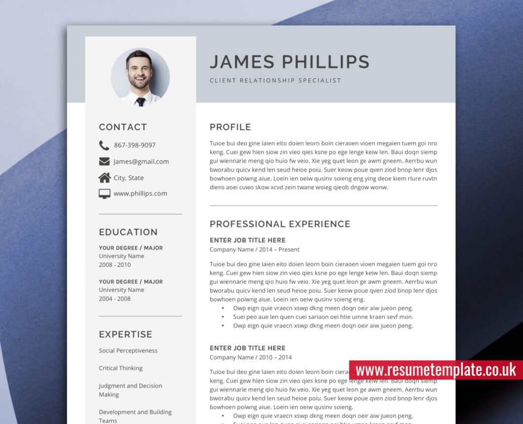Professional Resume Template for MS Word, Simple CV Template Design, CV ...