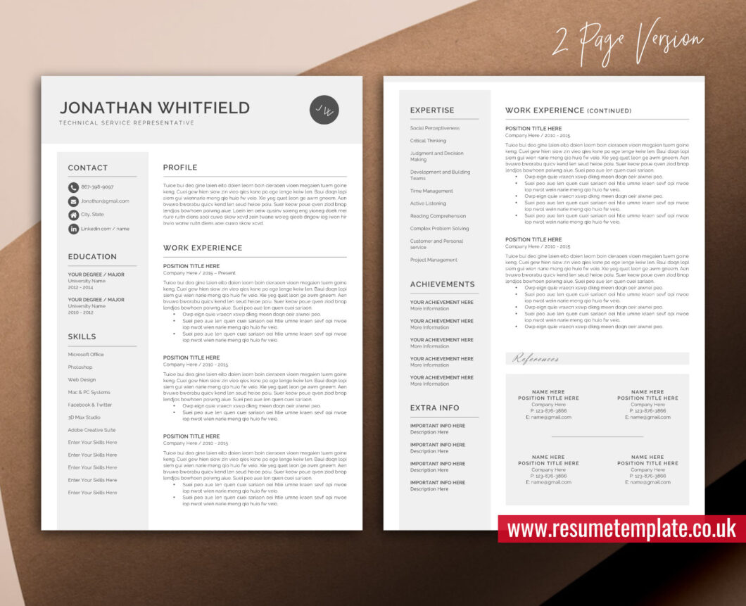 Professional Resume Template Word, Simple CV Template Design, CV Layout, 1-3 Page Resume, Cover ...