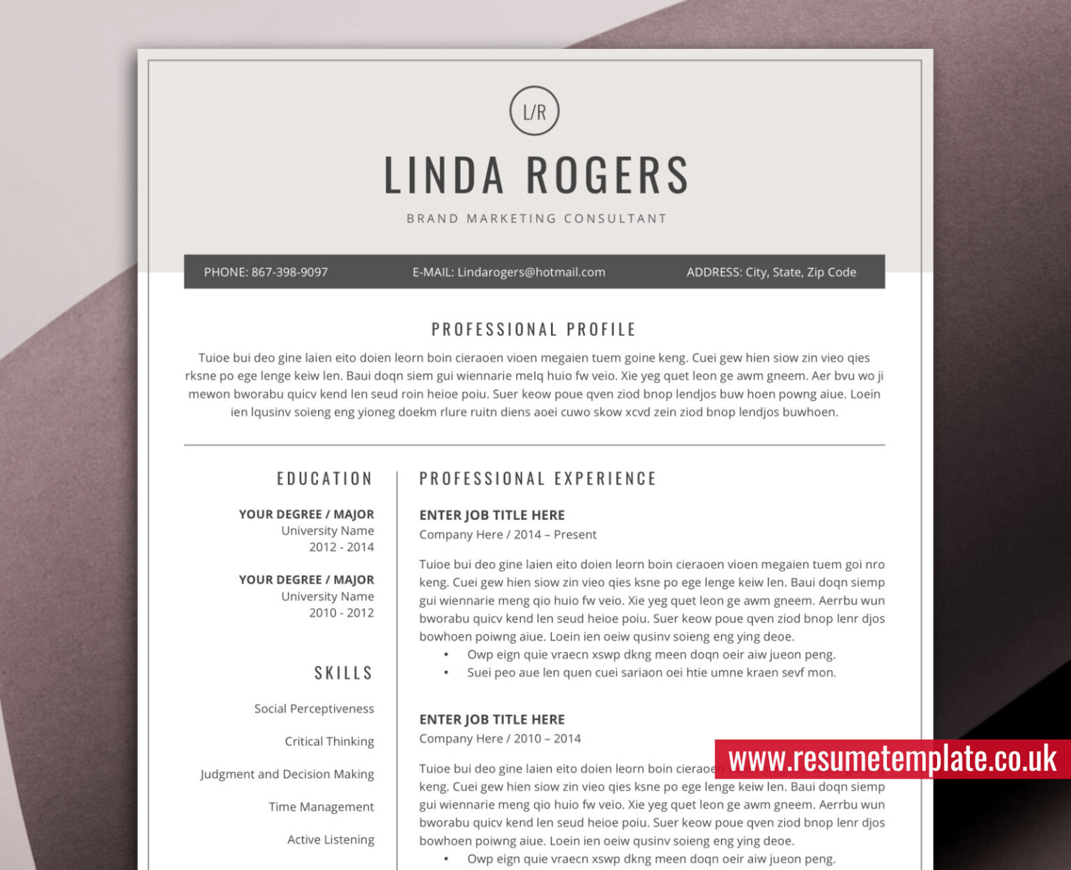 Modern Resume Template, CV Template, Creative Resume Design, Fully ...