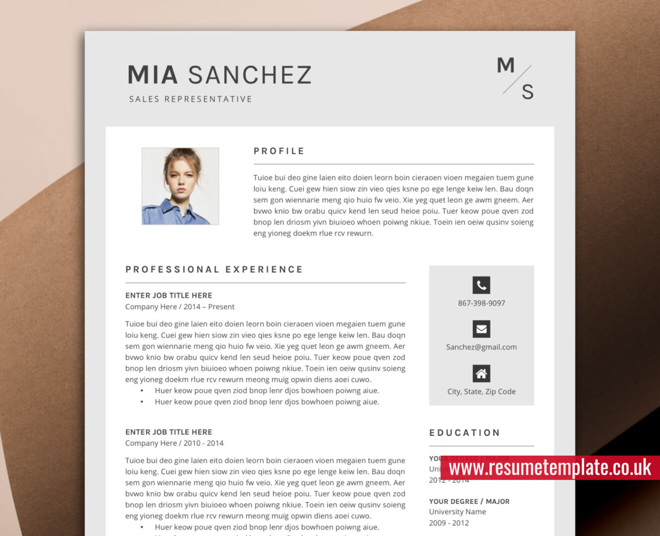 Modern Resume Template, Creative CV Template Design, CV Layout, Fully ...