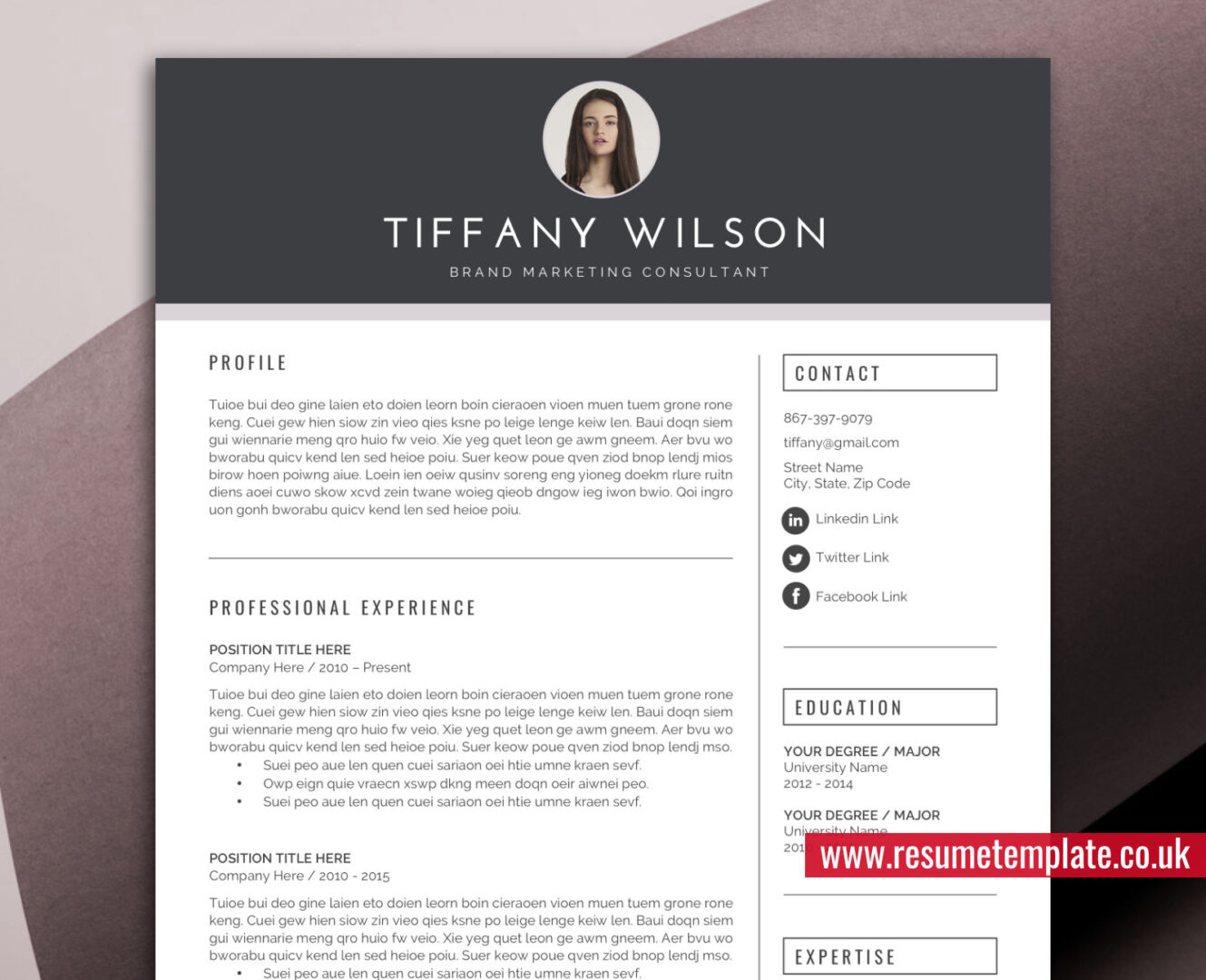 Student CV Template for Word, Curriculum Vitae, Simple Resume Design, 1 ...