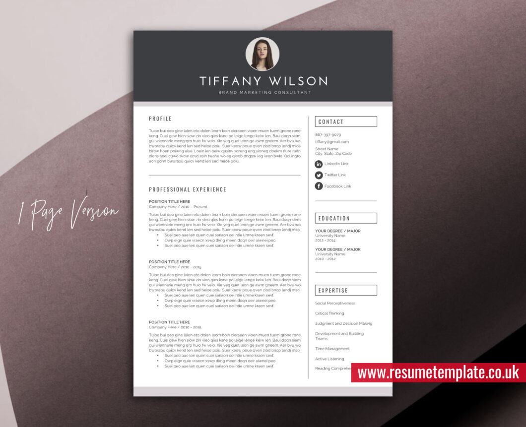 Student CV Template for Word, Curriculum Vitae, Simple Resume Design, 1 ...