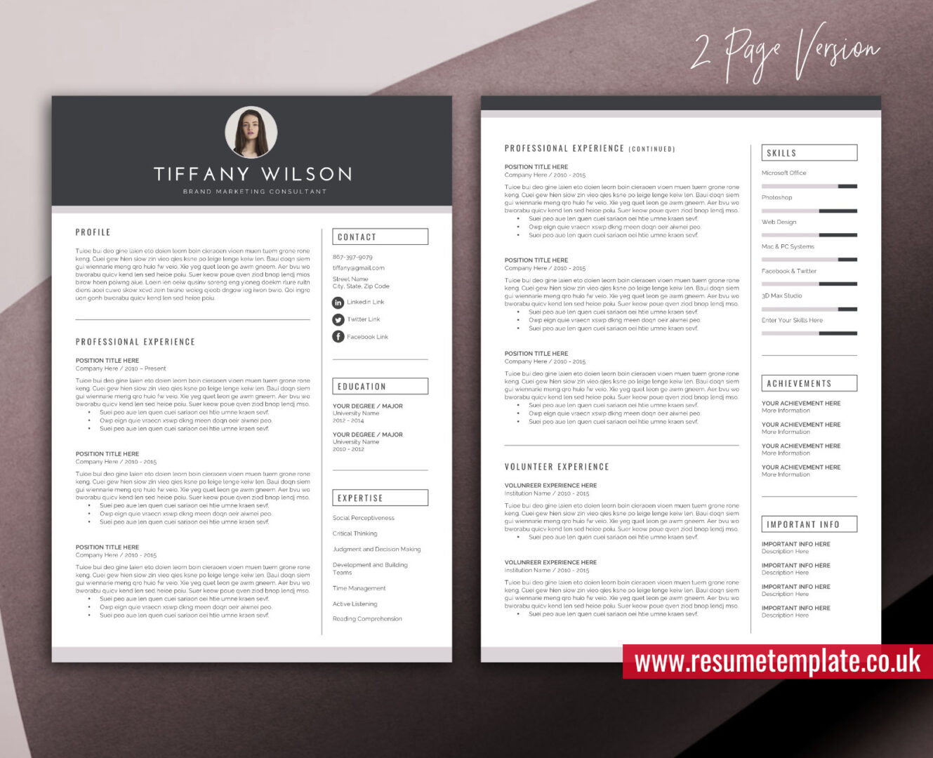 Student CV Template for Word, Curriculum Vitae, Simple Resume Design, 1 ...