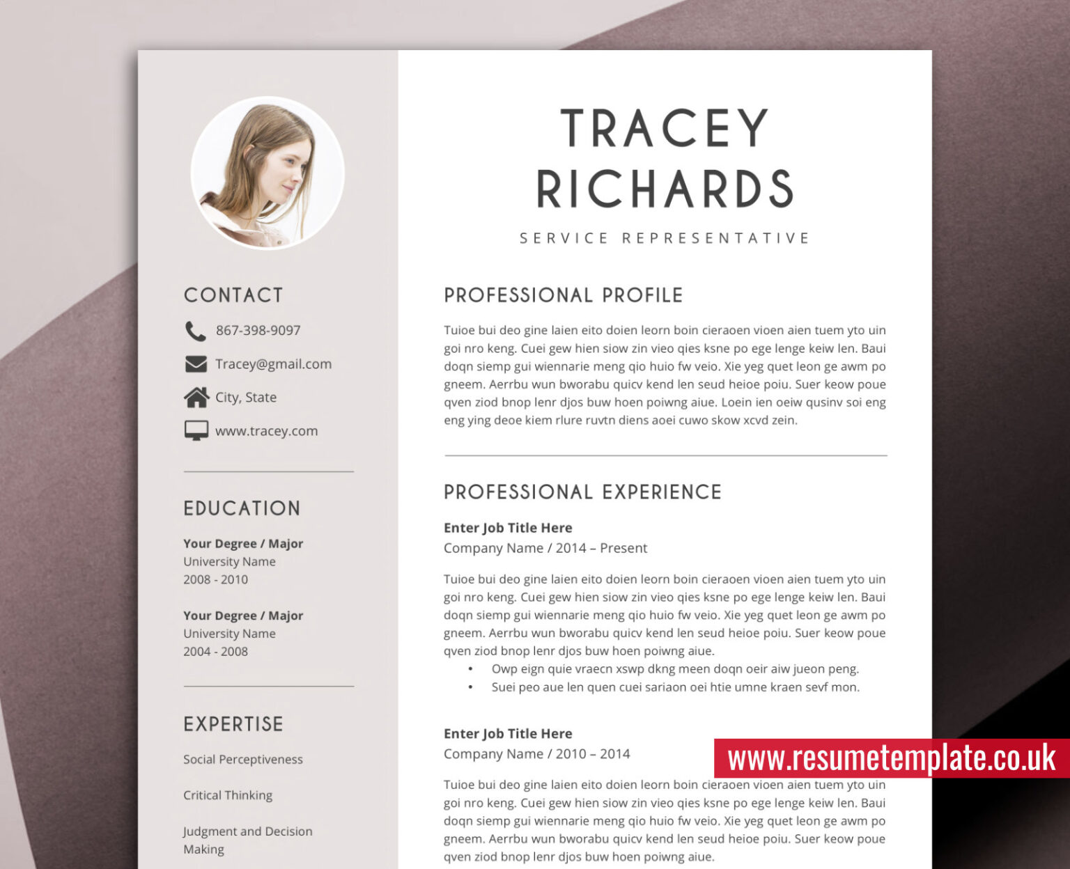 Simple Resume Template, Modern CV Template Design, CV Layout, Fully ...