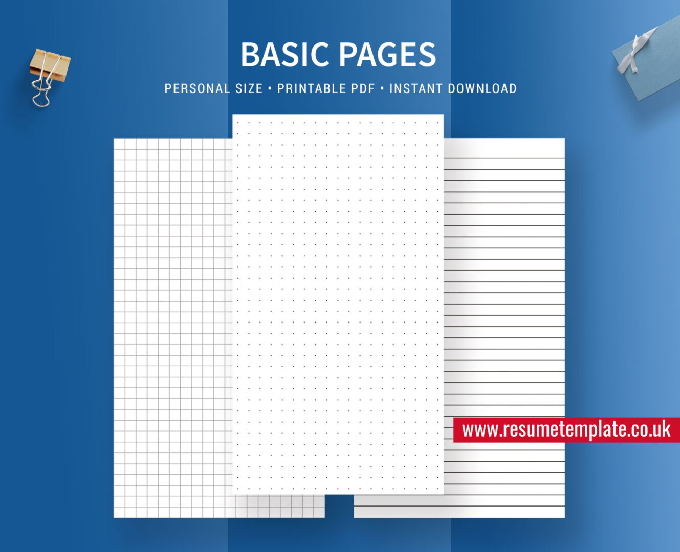 Basic Pages, Dot Grid, Square Grid, Lined Paper, Personal Size, Planner ...
