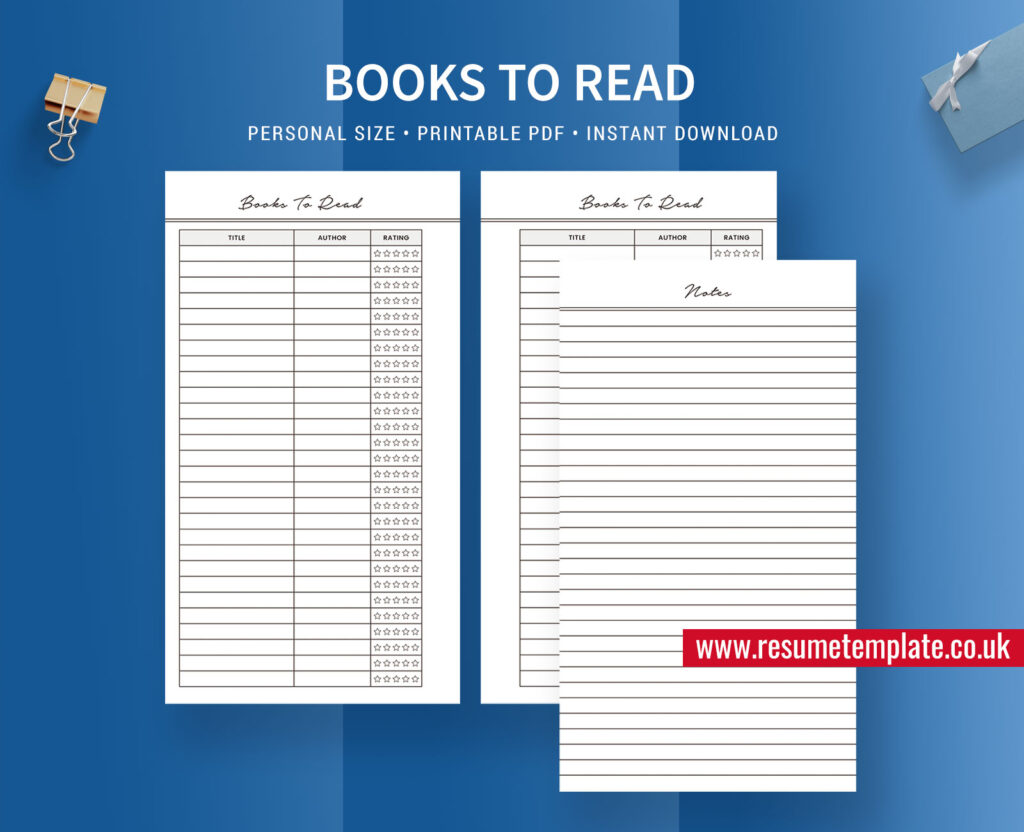 Planner Inserts (PDF) – ResumeTemplate.co.uk