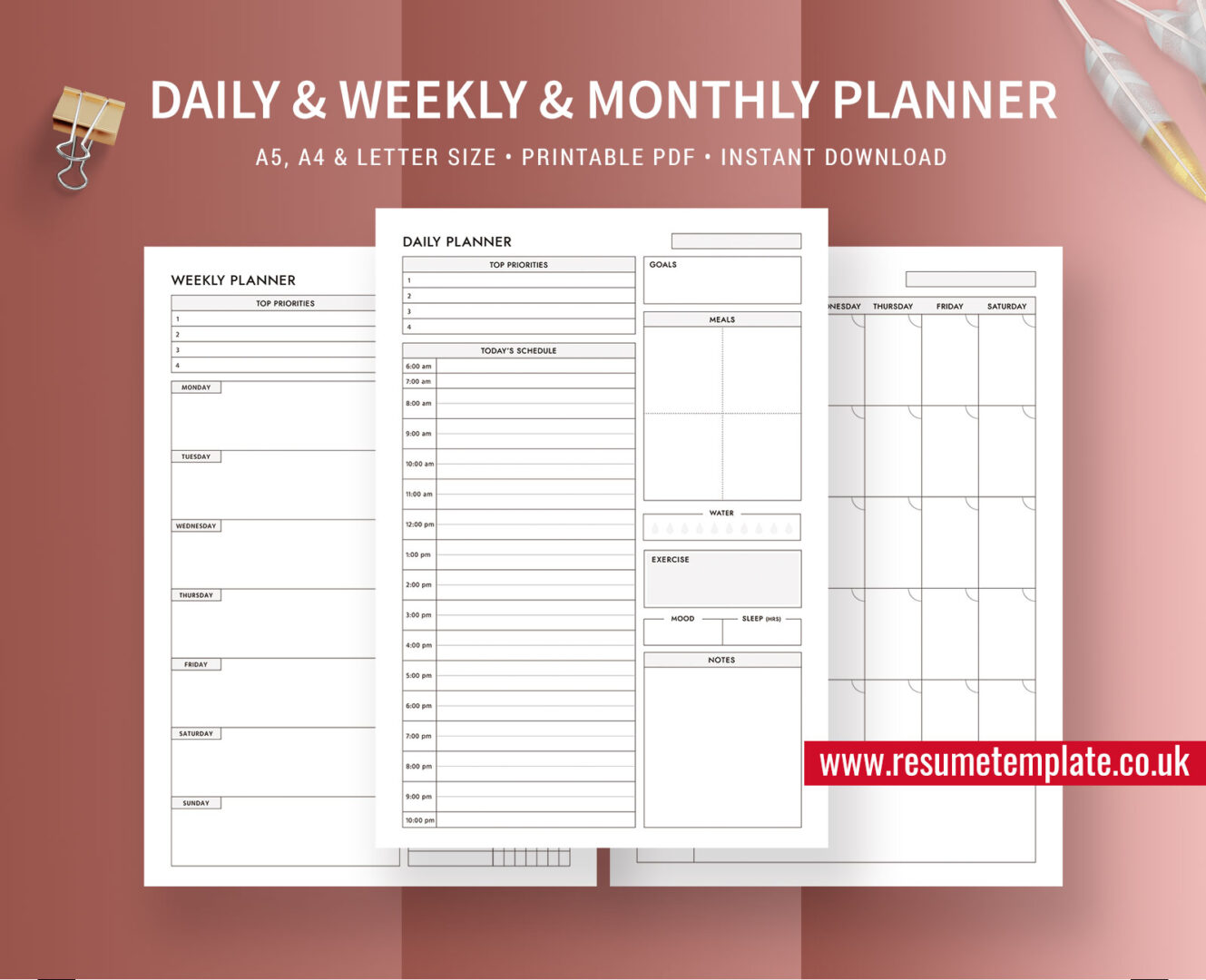 Daily Planner, Weekly Planner, Monthly Planner, Planner Inserts ...