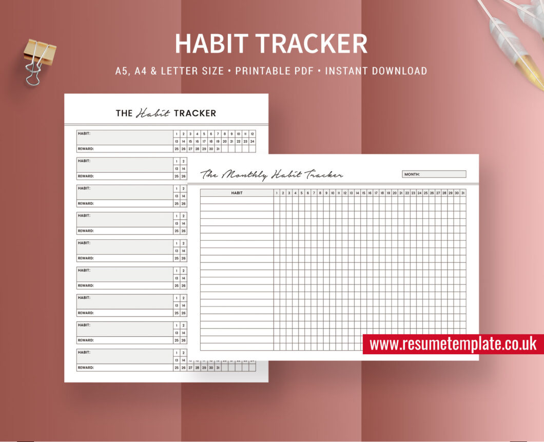 Habit Tracker, Printable Monthly Habit Tracker, Habit Planner, Planner ...