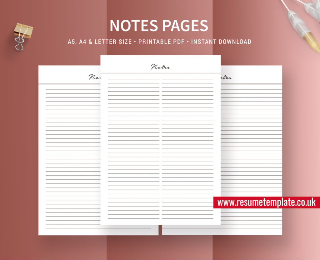 Notes Printable, Lined Notes, Notepad, Notebook, Planner Inserts ...