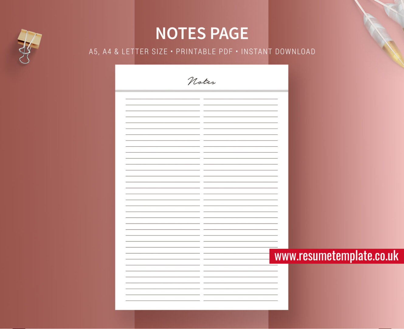 Notes Printable, Lined Notes, Notepad, Notebook, Planner Inserts ...