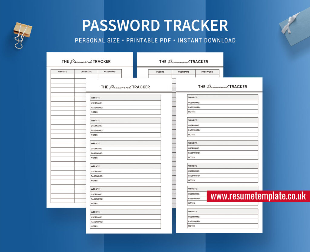 Password Tracker, Password Keeper, Planner Pages Design, Printable ...