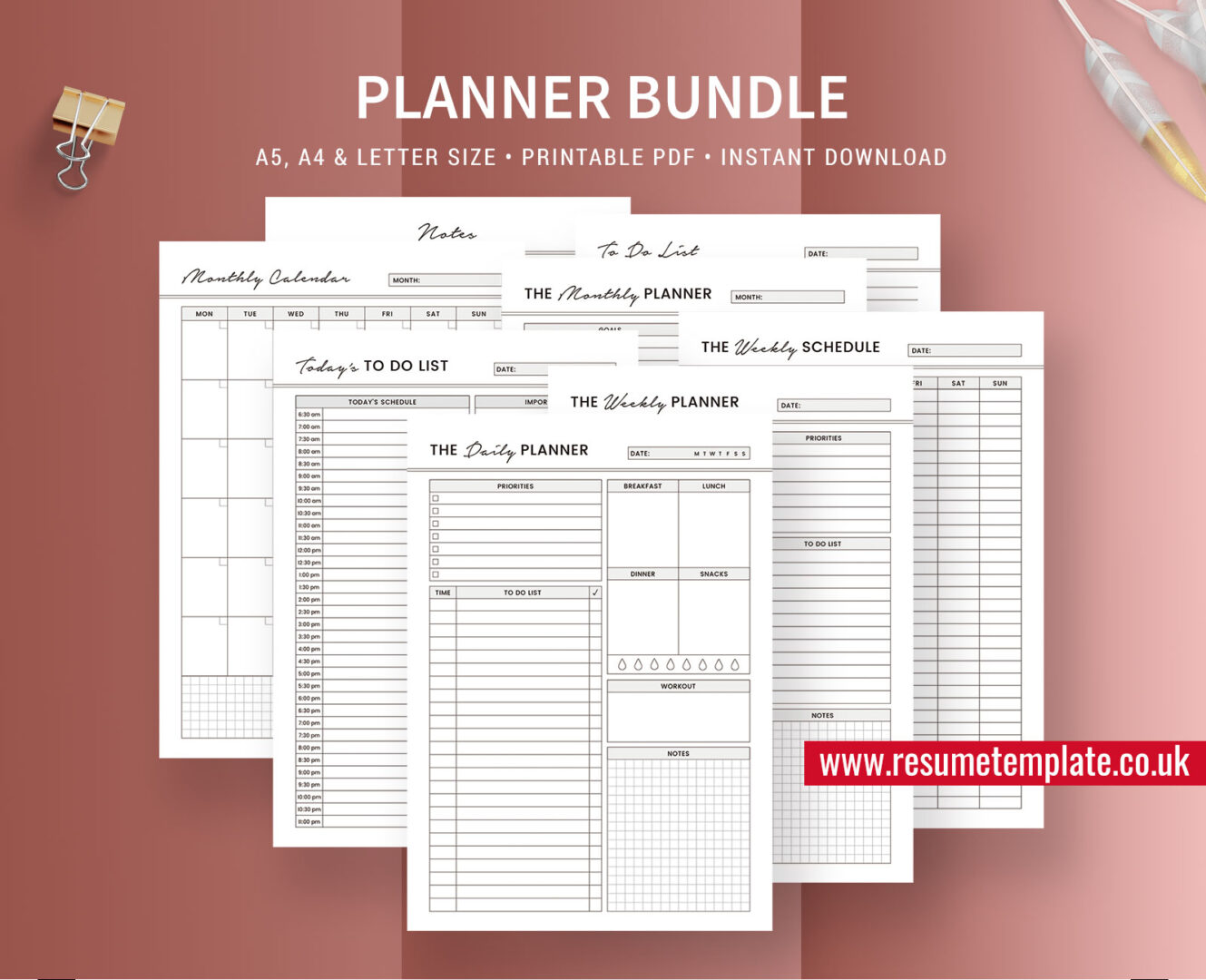 PLANNER BUNDLE, Daily, Weekly, Monthly Planner, Notes, To Do, Agenda ...