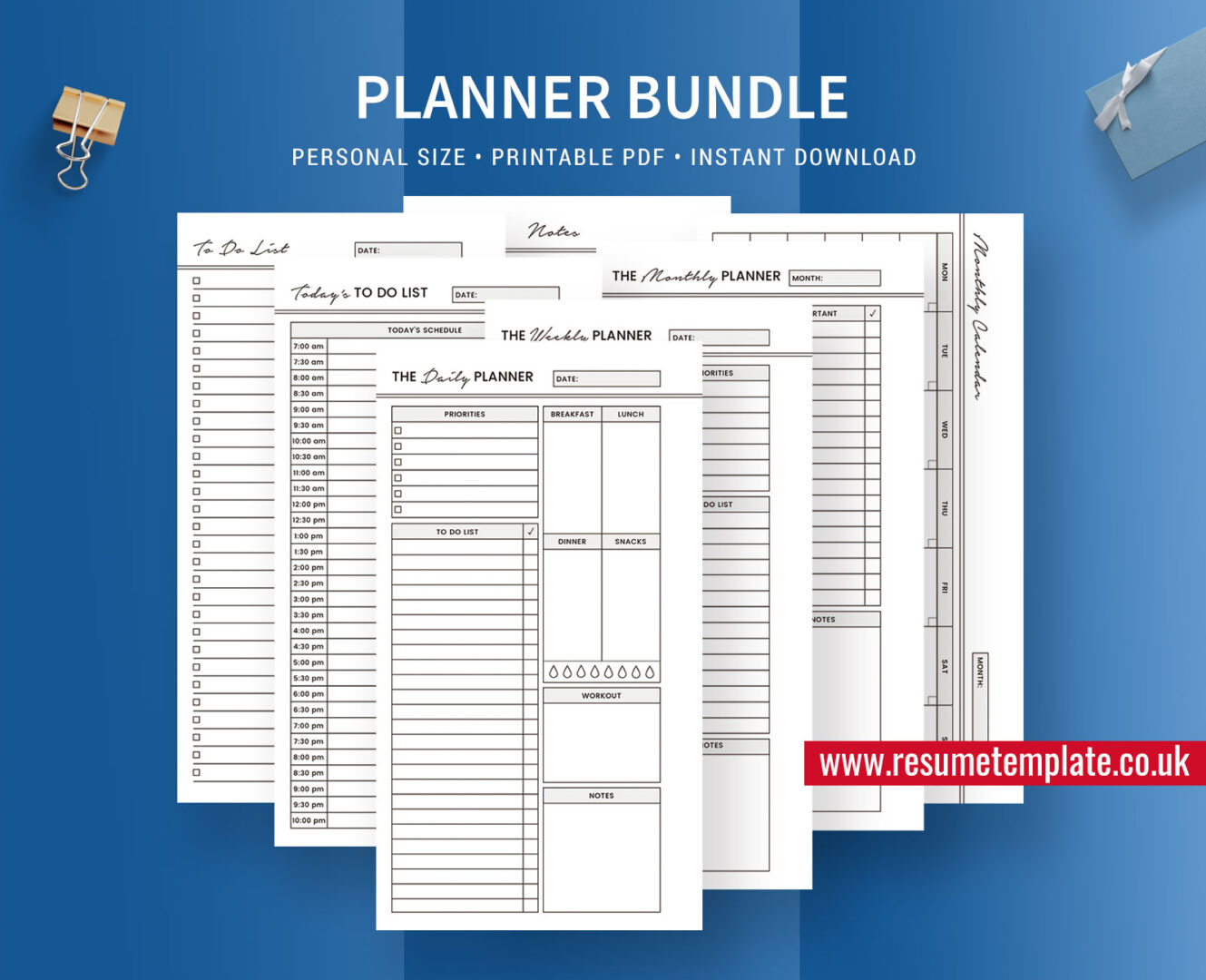 PLANNER BUNDLE, Daily, Weekly, Monthly Planner, Notes, Printable ...