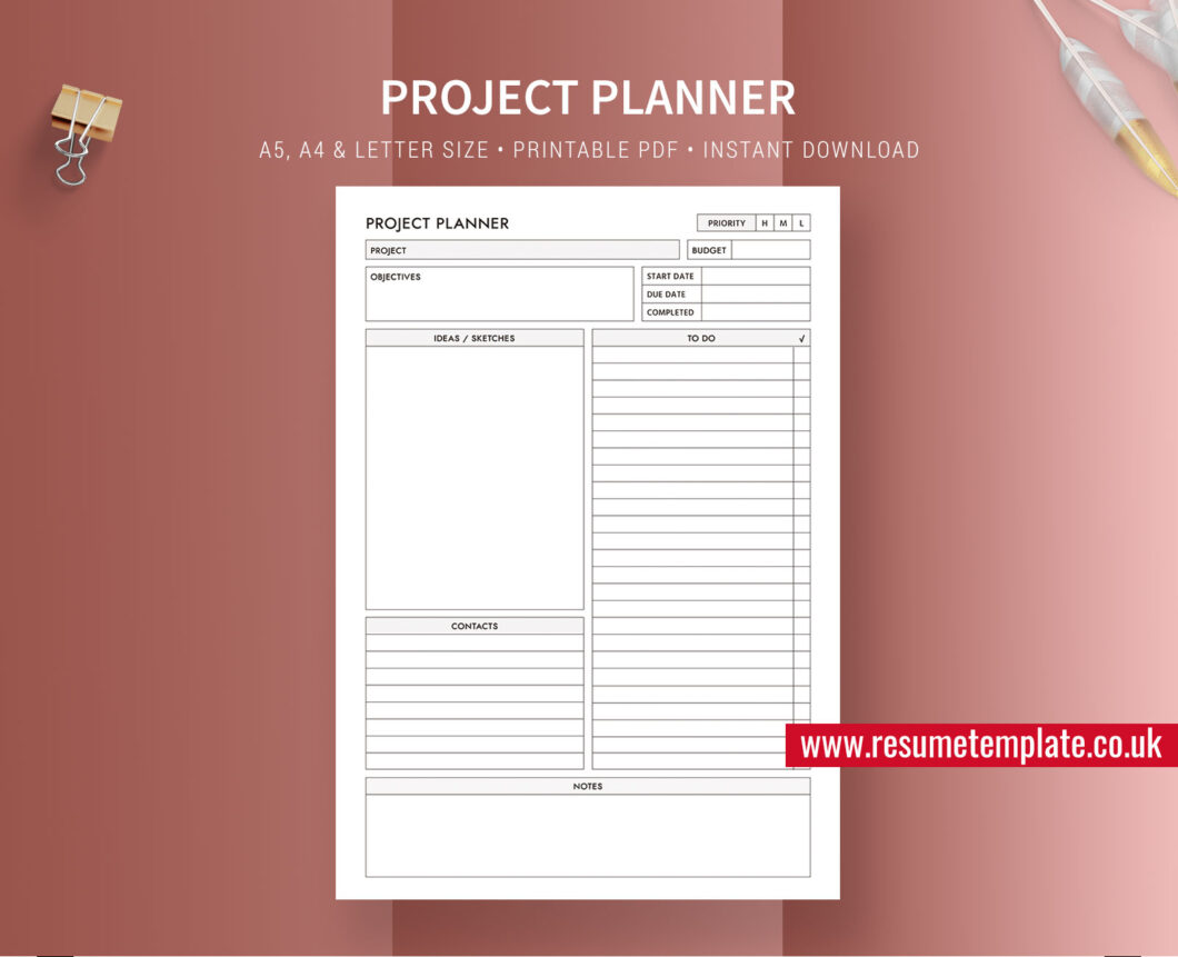 Project Planner, Work Planner, Project Management, Printable Planner ...