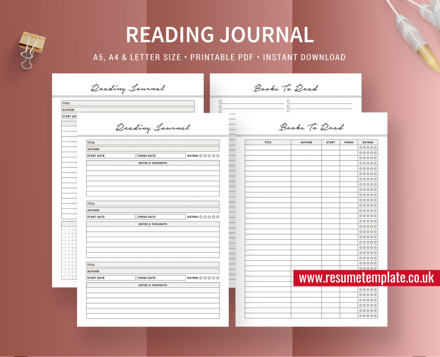 Reading Journal, Books To Read, Reading Log, Book Review, Printable ...
