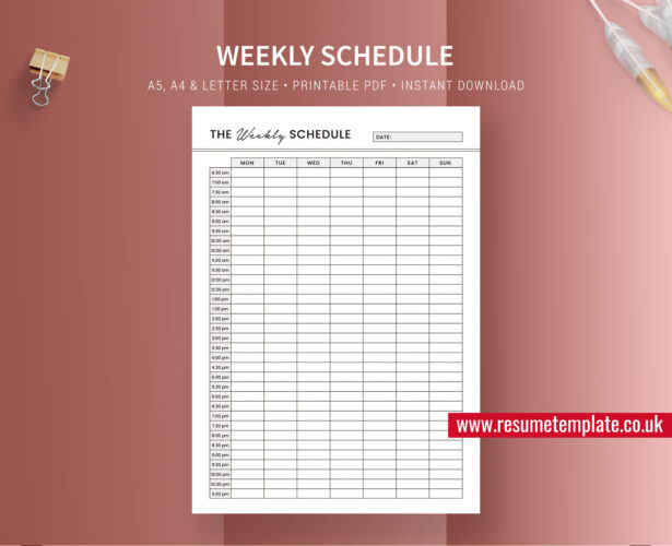 Printable Weekly Planner, Weekly Schedule, Weekly Organizer, Printable ...