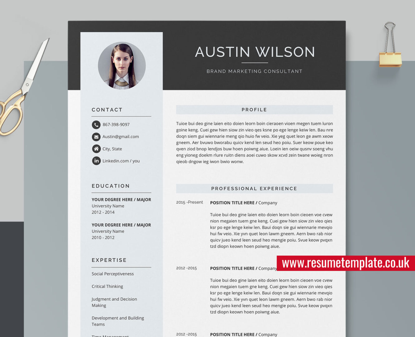Professional Resume Template Word, Simple CV Template Design, CV Layout ...