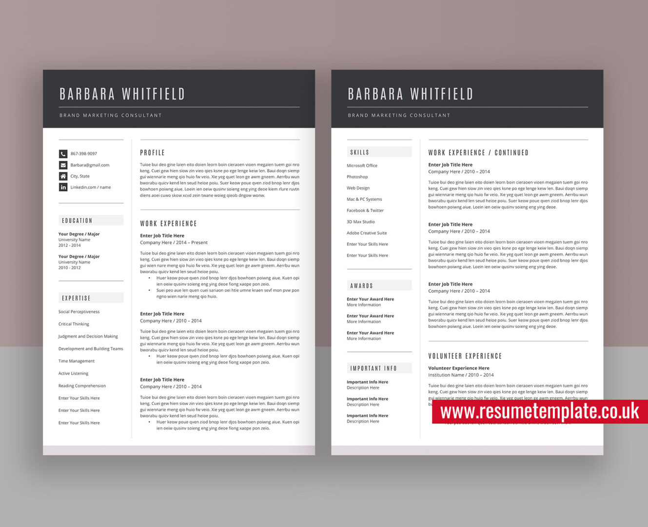 For MS Word: 2021 UK Resume Templates with Cover Letter, References ...