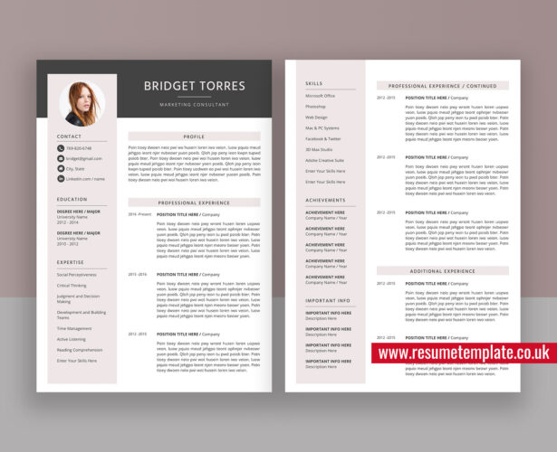 Modern 2 page cv template word free download - limejhg