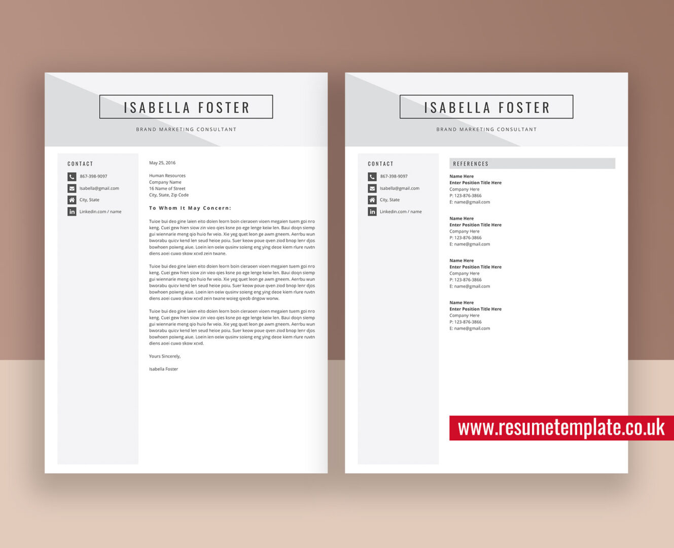 Creative CV Templates for Microsoft Word, Cover Letter and References ...