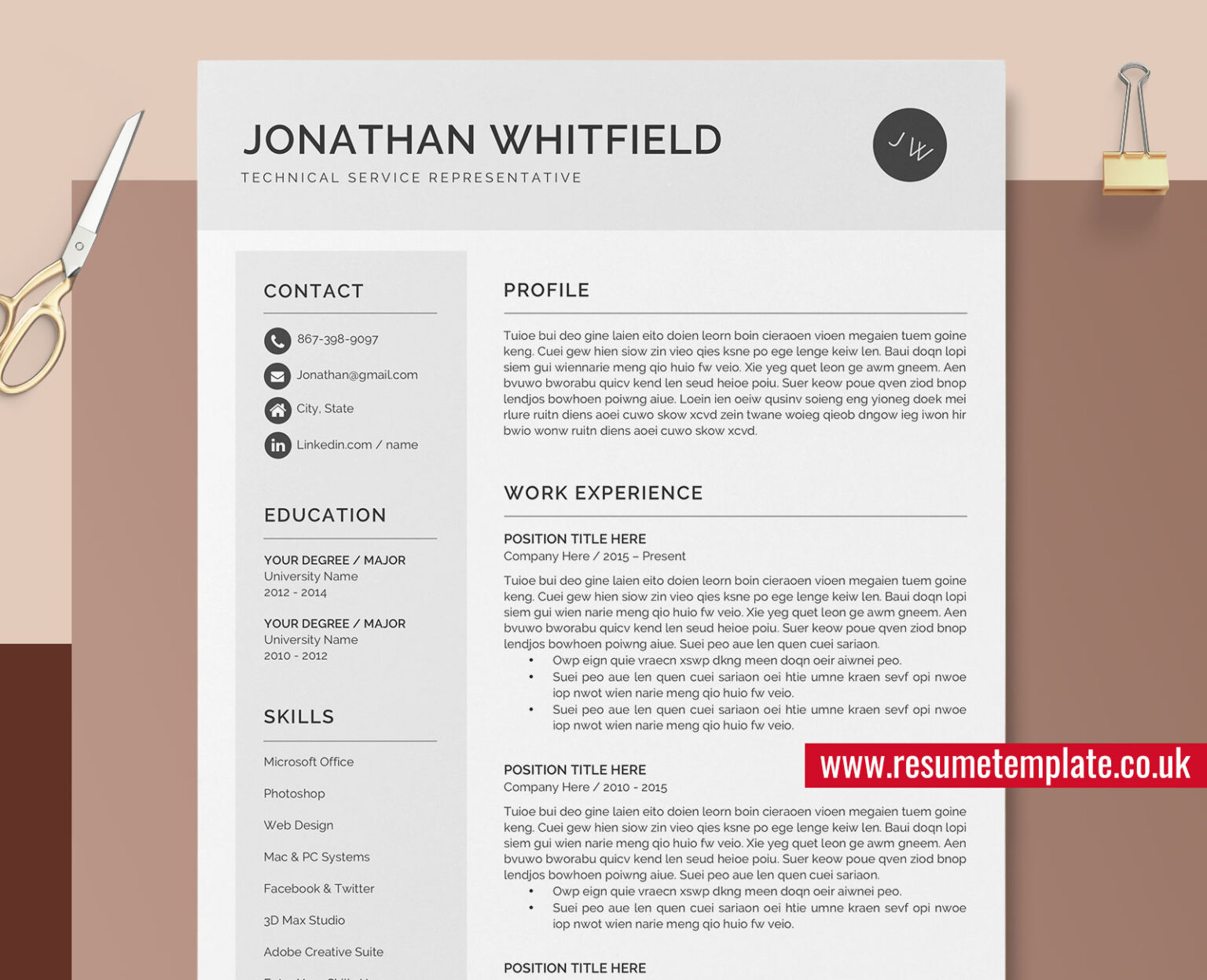 Minimalist Resume Templates for MS Word, Curriculum Vitae, Cover Letter ...
