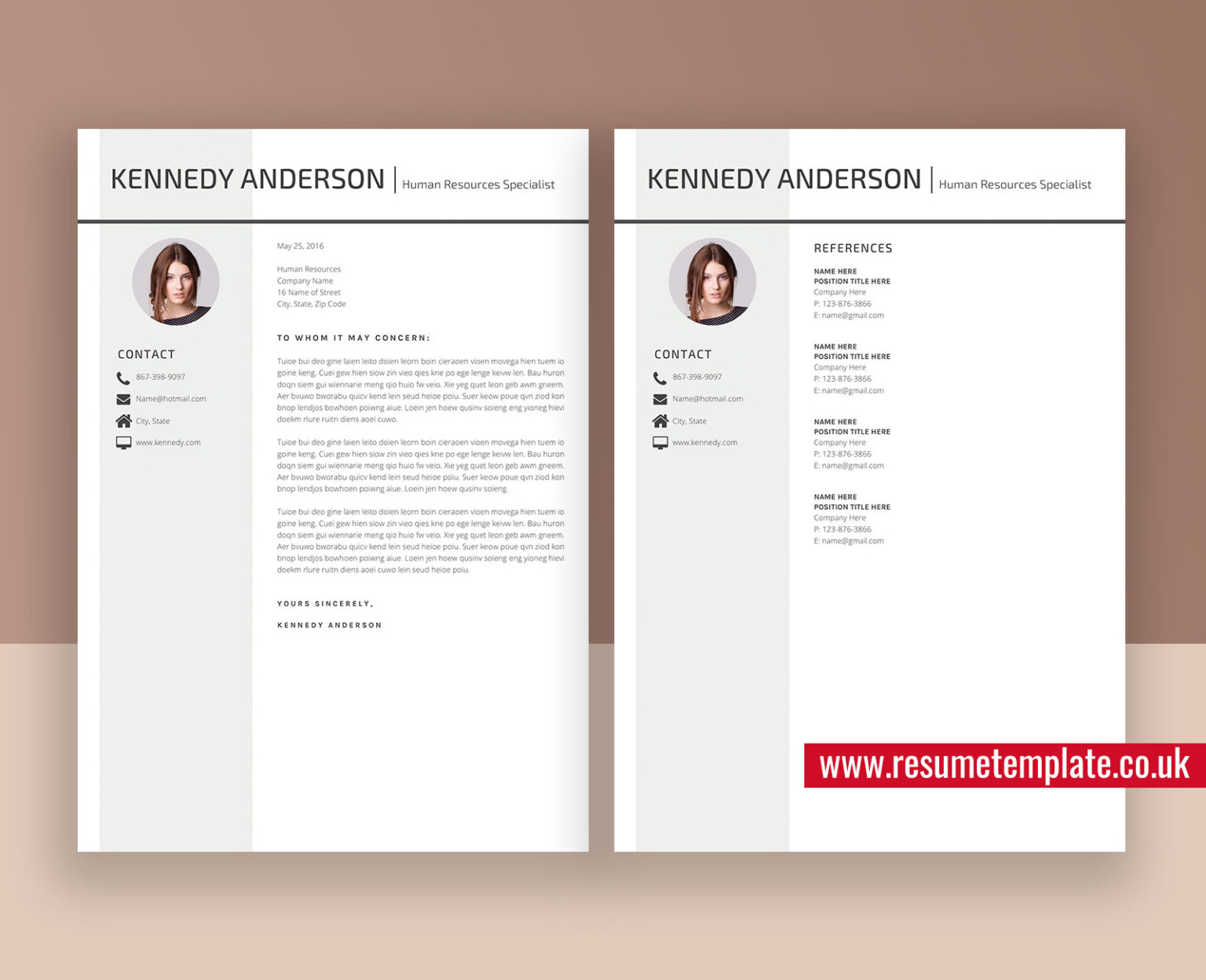 Modern CV Template for Word, Cover Letter and References Templates ...