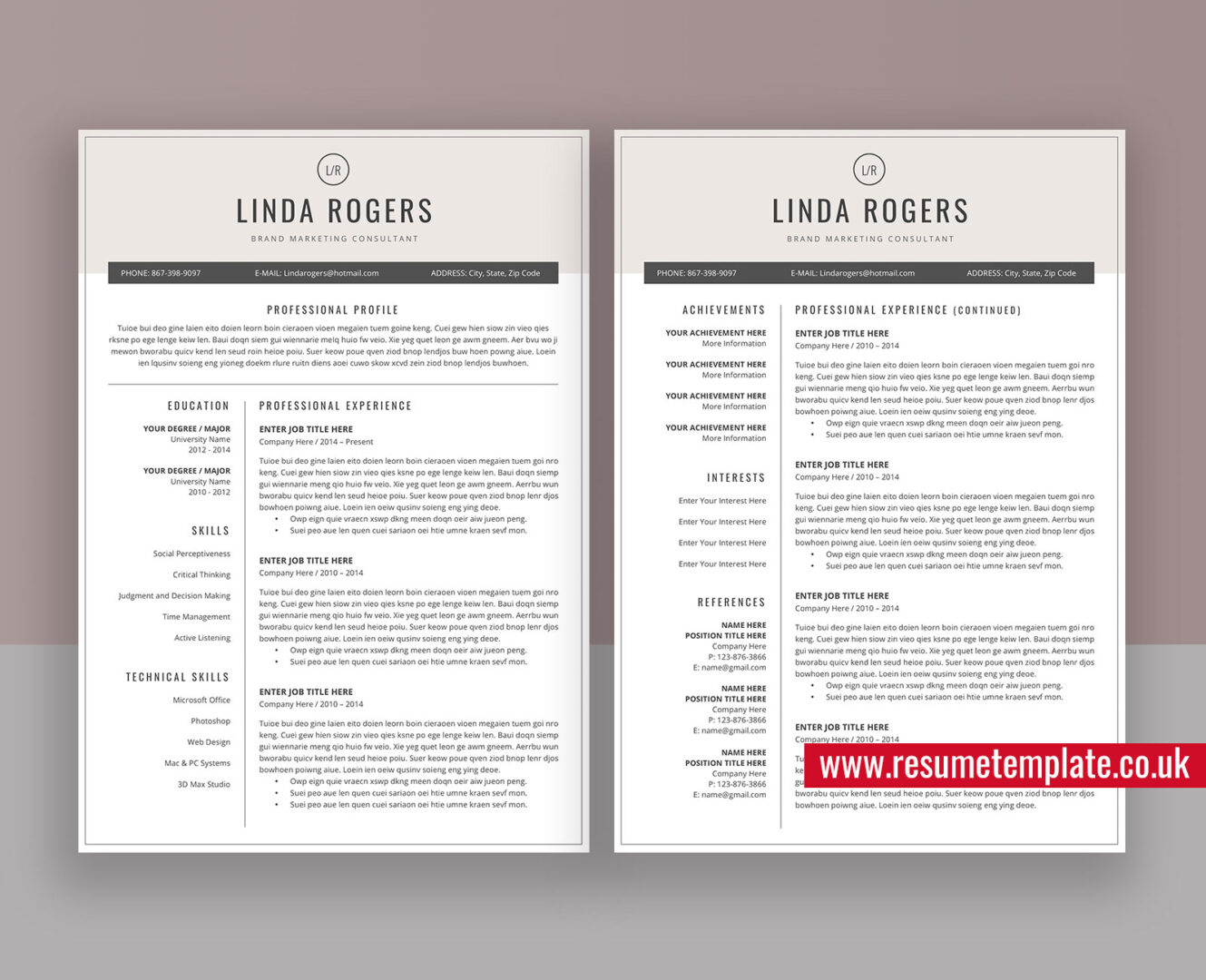 Modern Resume Template, CV Template, Creative Resume Design, Fully ...