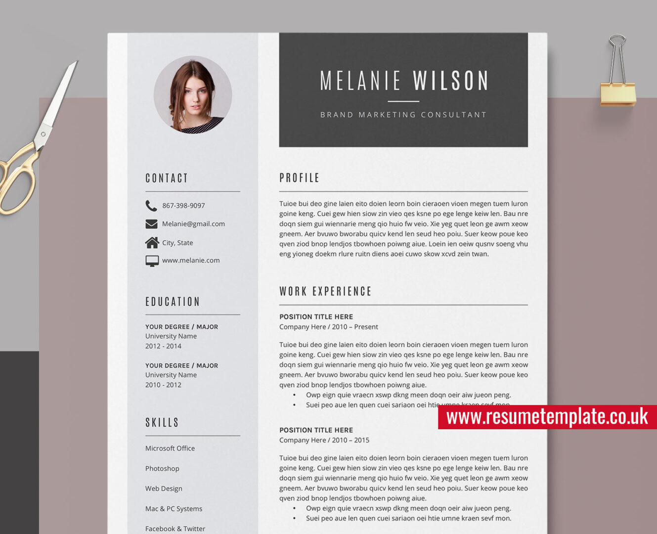 Creative CV Templates for Microsoft Word, Cover Letter and References ...