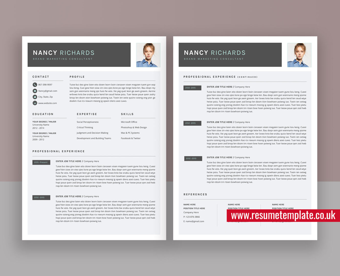 Modern Resume / CV Templates, Curriculum Vitae, Professional Resume ...
