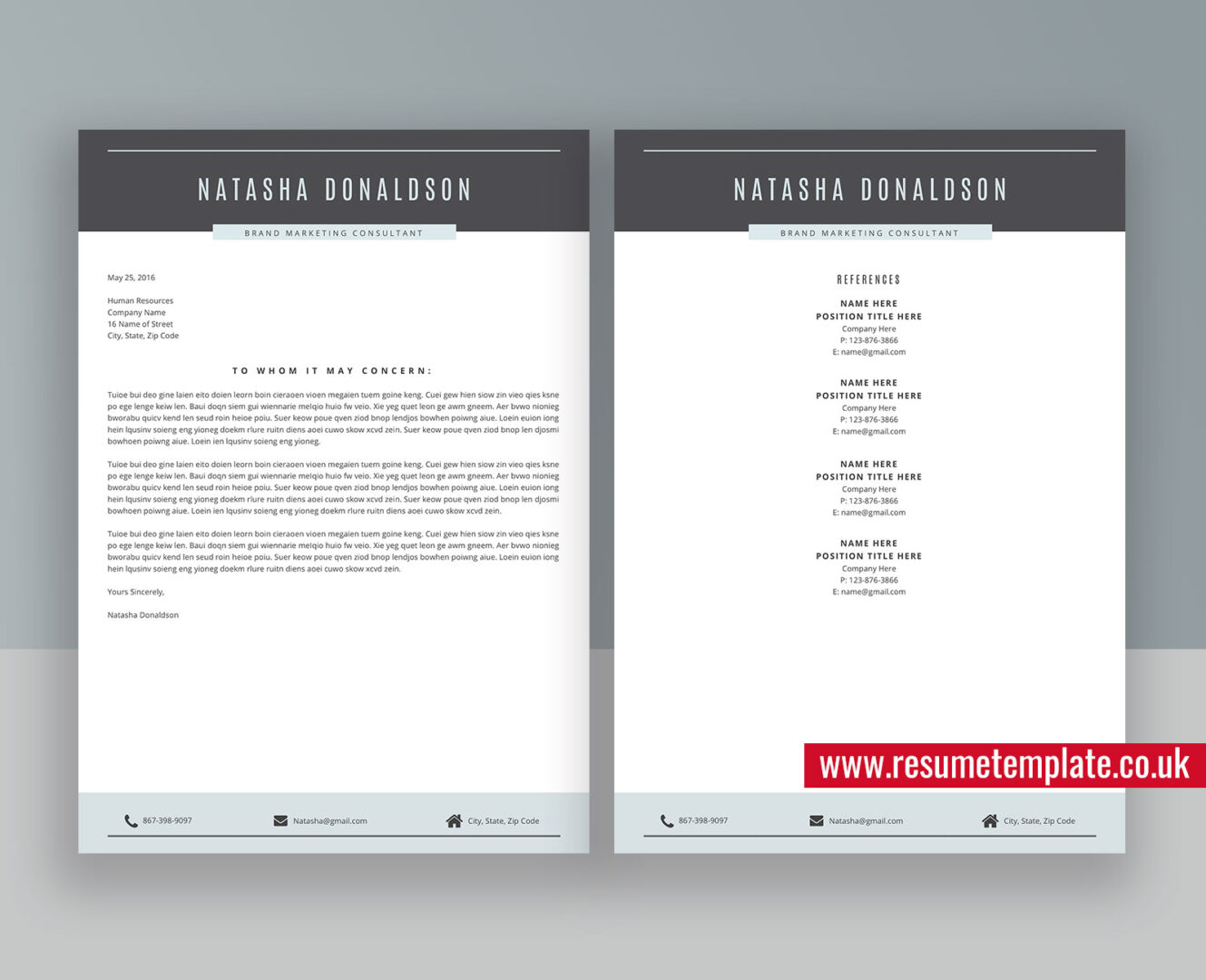 Modern CV Template for Word, Cover Letter and References Templates ...