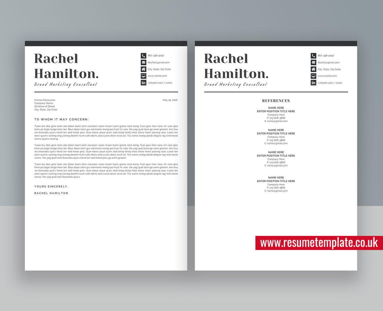 Professional Resume / CV Template for MS Word, Modern CV Design ...