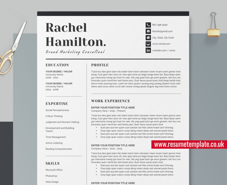 Professional Resume / CV Template for MS Word, Modern CV Design ...