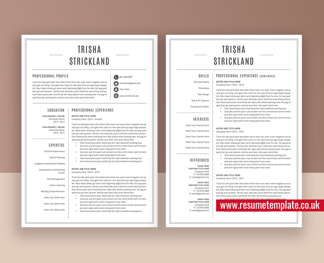 Minimalist CV Templates for MS Word, Curriculum Vitae, Student CV ...
