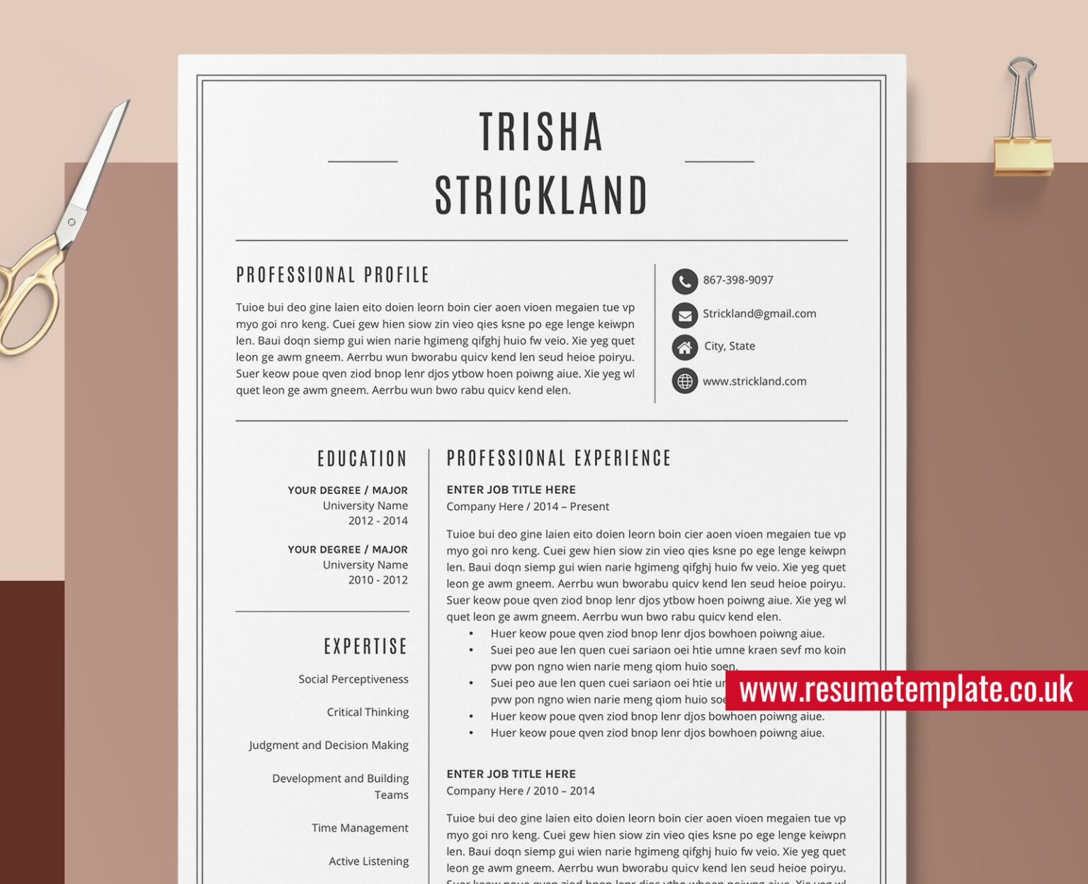 Minimalist CV Templates for MS Word, Curriculum Vitae, Student CV ...