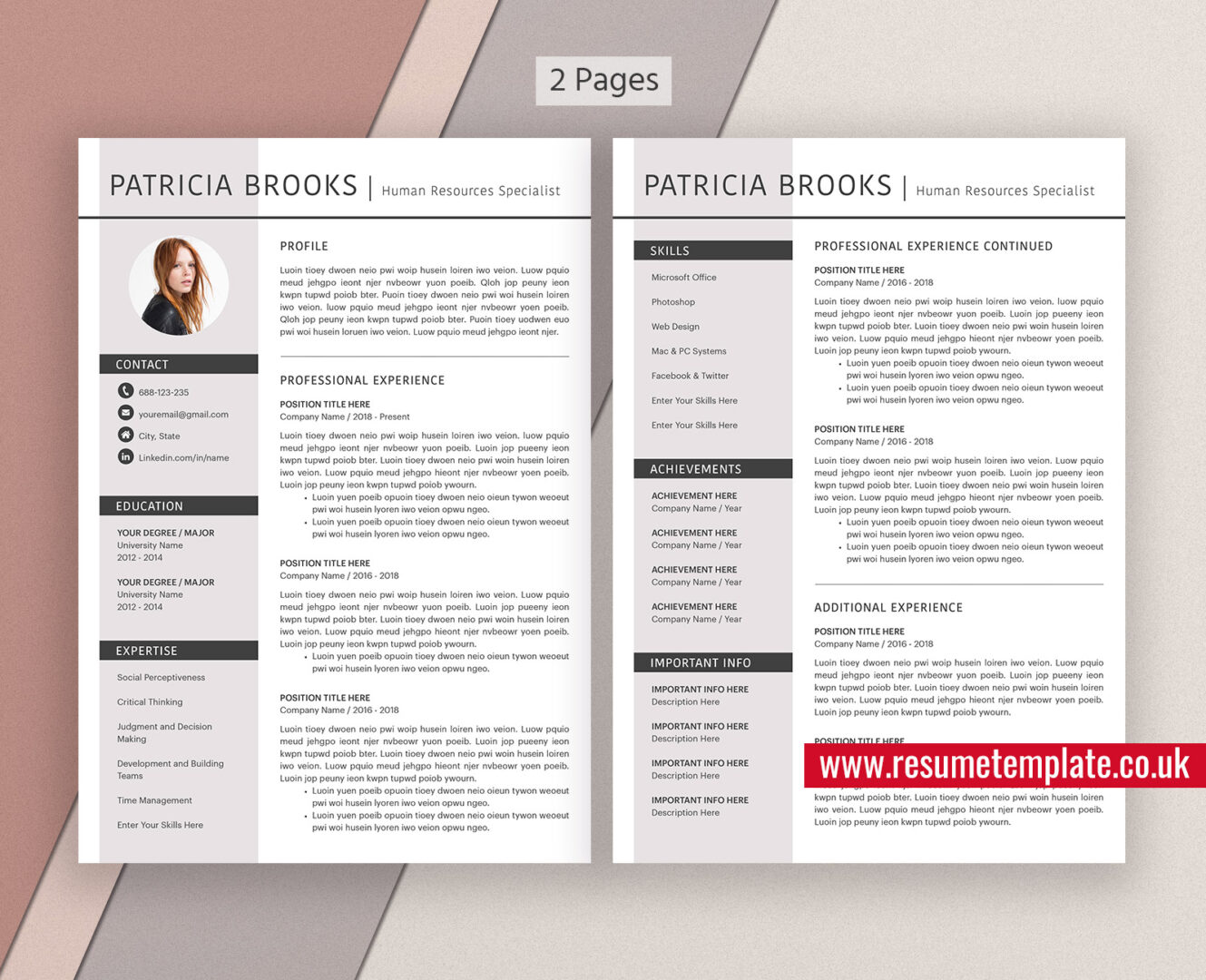 Mac Pages – Creative Resume / CV Template for Mac Pages with Cover ...