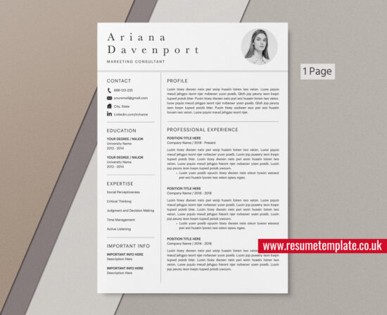 Mac Pages – Clean Resume / CV Template for Mac Pages, Curriculum Vitae ...
