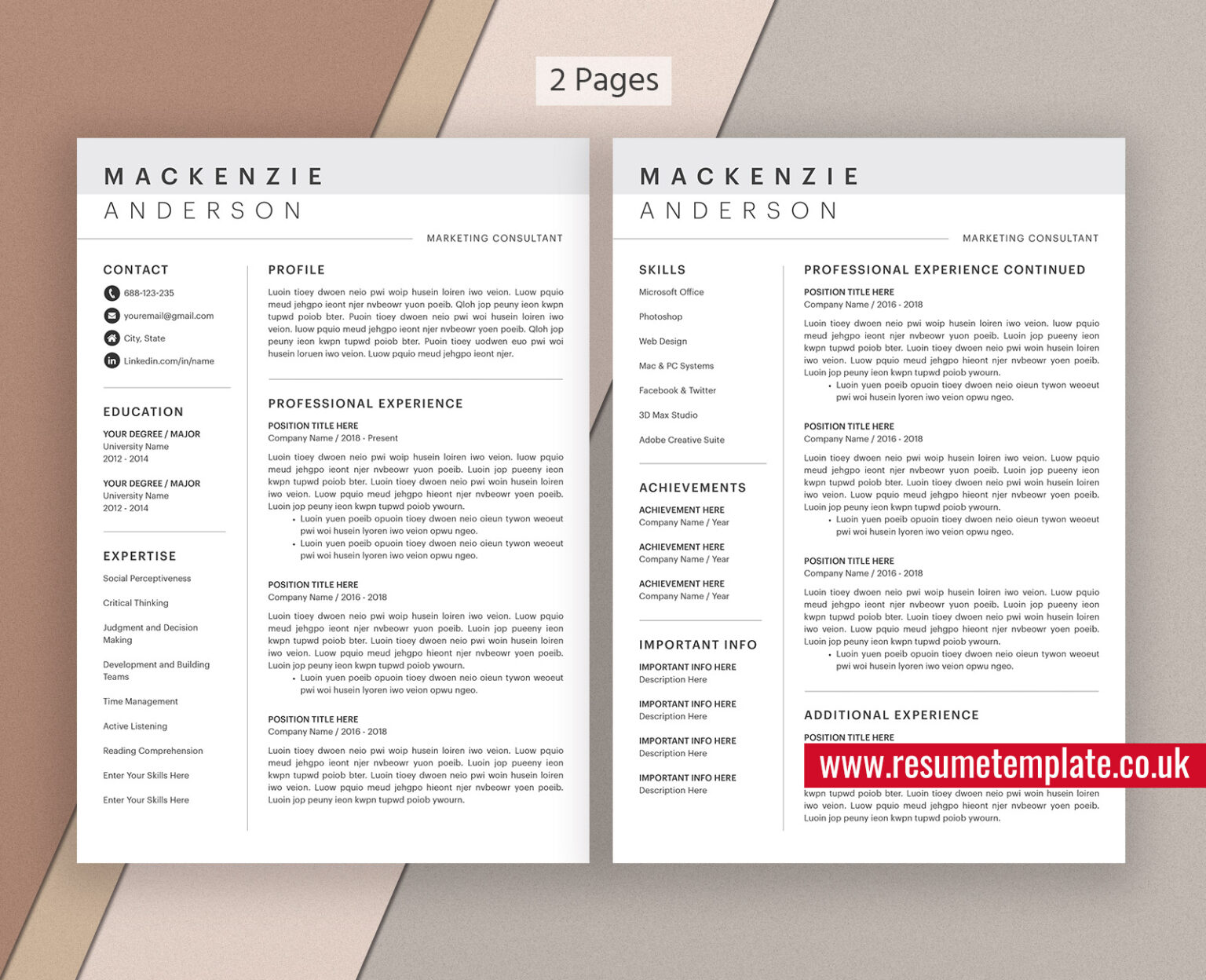 Mac Pages Simple Resume CV Template Cover Letter Curriculum Vitae 