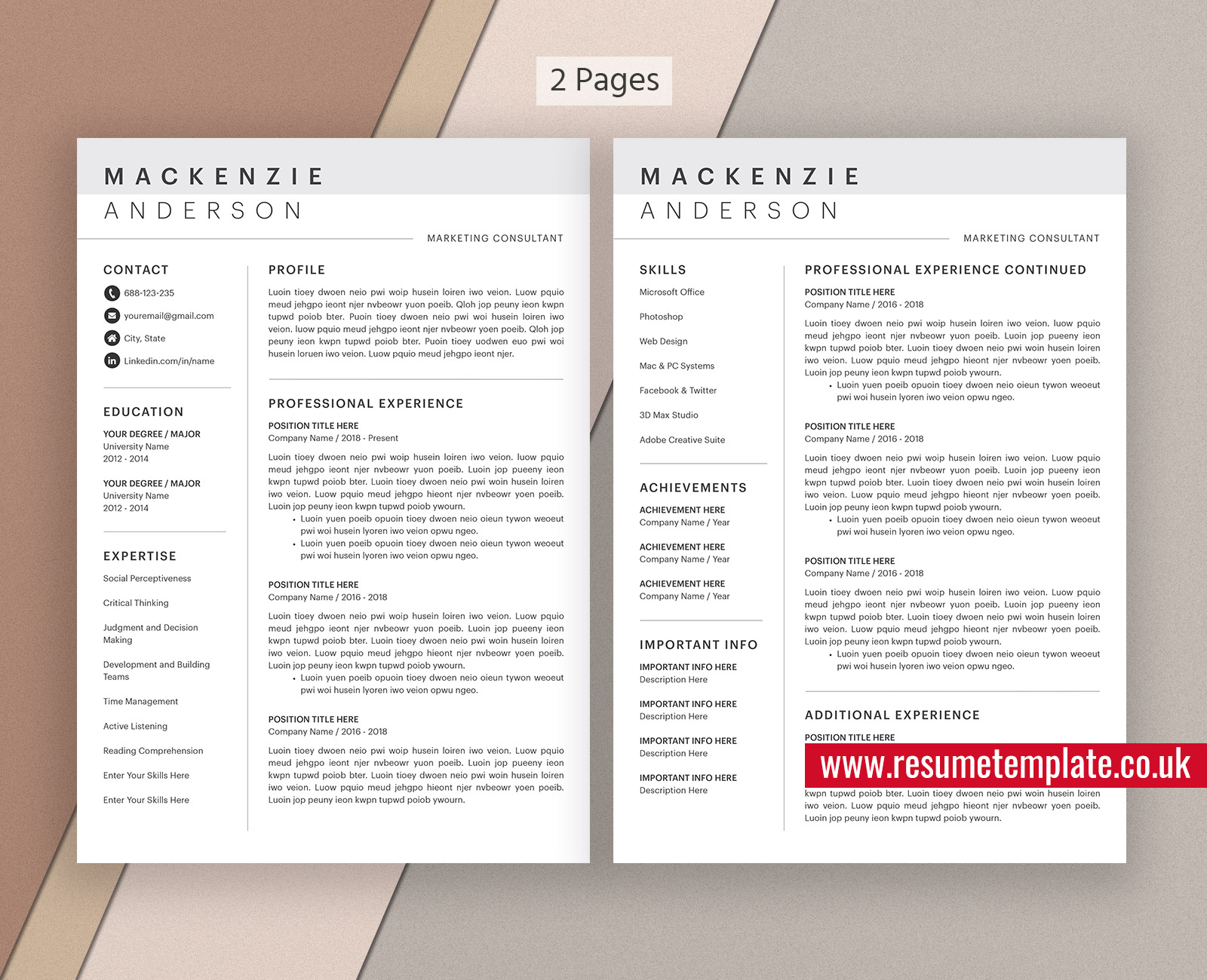Mac Pages Simple Resume CV Template Cover Letter Curriculum Vitae 
