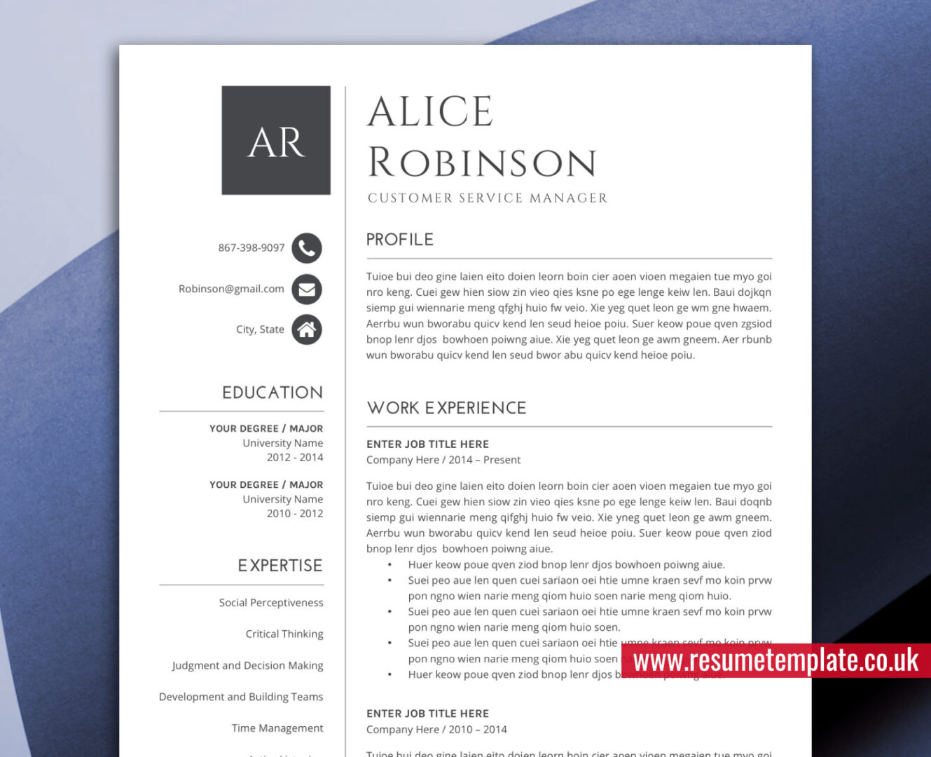 Simple Resume Template, CV Template, CV Layout, CV Design, Fully ...