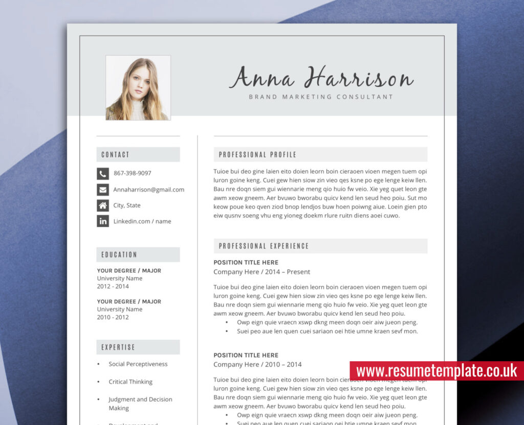 Modern Resume / CV Template for MS Word, Professional CV Design, Fully ...