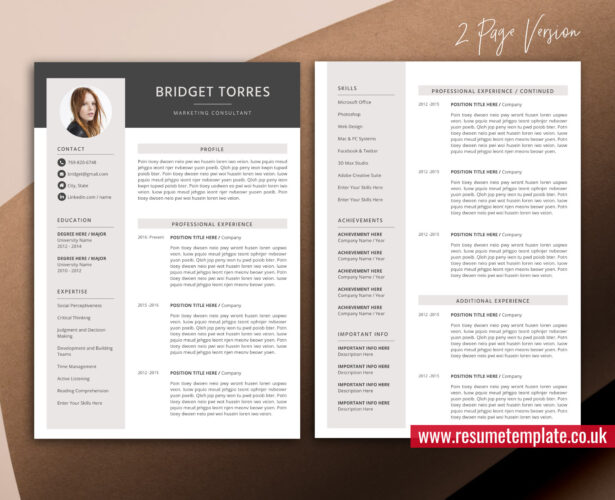 Modern CV Template, Professional Resume, 1, 2, 3 Page Resume Design ...