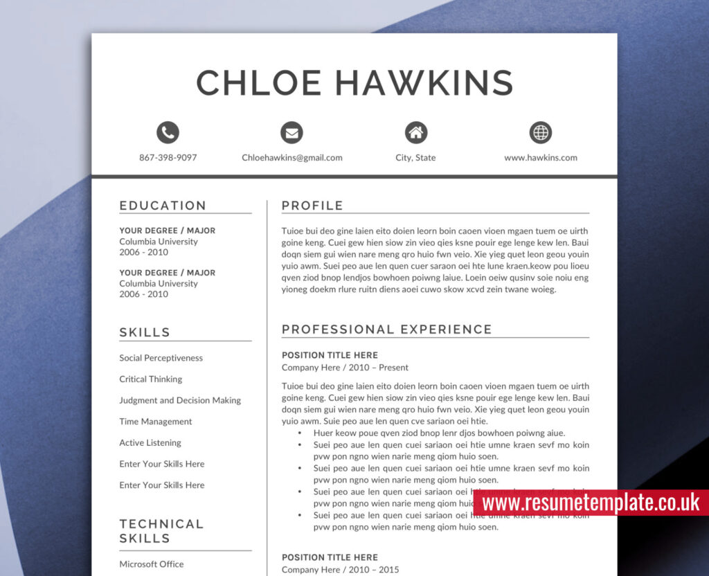 Fully Editable Resume / CV Template for Word , Professional CV Design ...