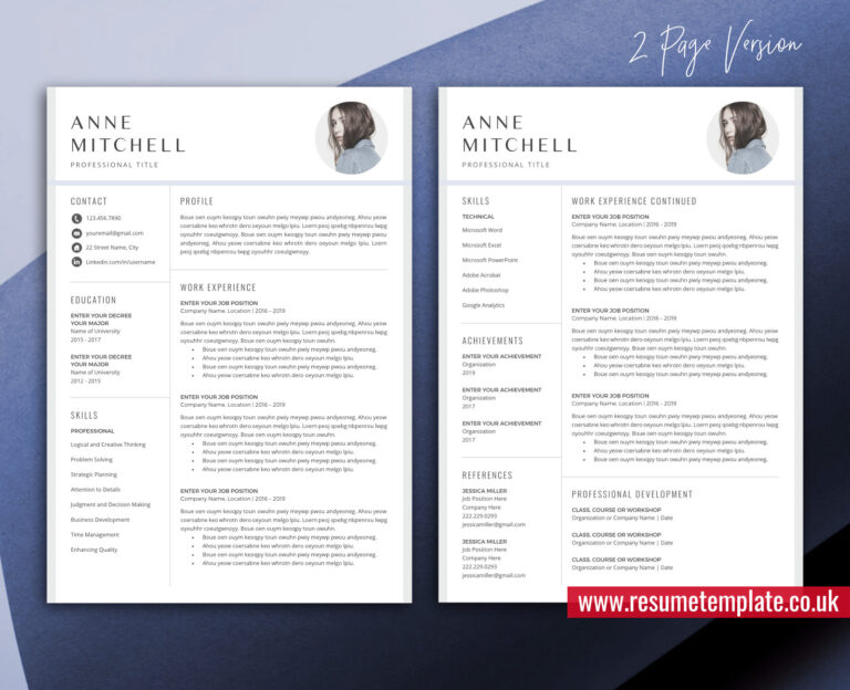 Simple CV Template Word, Modern Resume Template Word, Professional ...