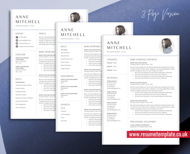 Simple CV Template Word, Modern Resume Template Word, Professional ...